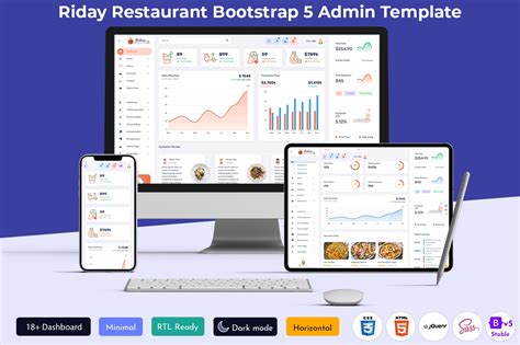 Responsive Admin Dashboard Template Restaurant