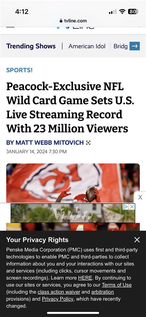 Peacock Exclusive Nfl Wild Card Game Sets Us Live Streaming Record