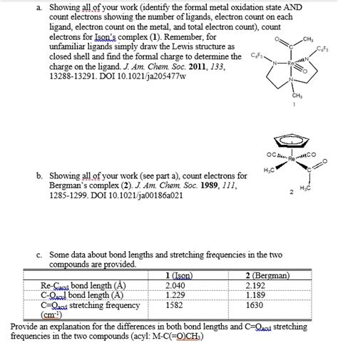Solved Showing All Of Your Work Identify The Formal Metal Oxidation State And Count Electrons