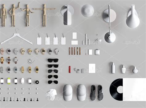 خرید و قیمت موکاپ ساعت و کلاه دستگاه تایپ قدیمی مانیتور و گلدان ترب