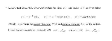 Solved A Stable LTI Linear Time Invariant System Has Chegg