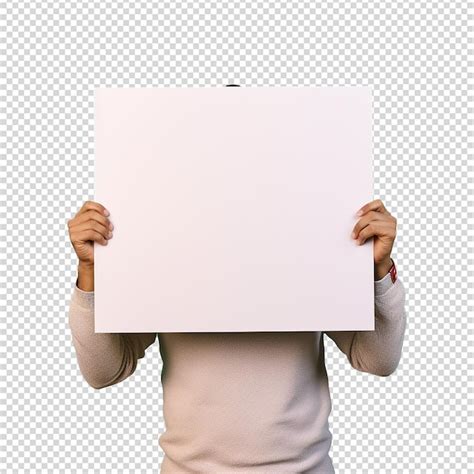 투명 한 배경 에 고립 된 빈 표지판 을 들고 있는 사람 Png 프리미엄 Psd 파일