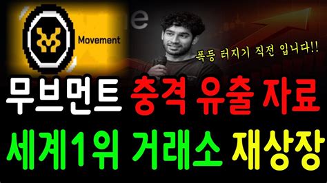 🔴 무브먼트 코인 ‼️세계1위 거래소 재상장 충격 유출 자료 유튜브 최초 공개합니다 무조건 꼭 확인하세요 Youtube