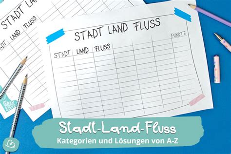 Stadt Land Fluss Kategorien Lösungen Von A Z Wunderbuntde