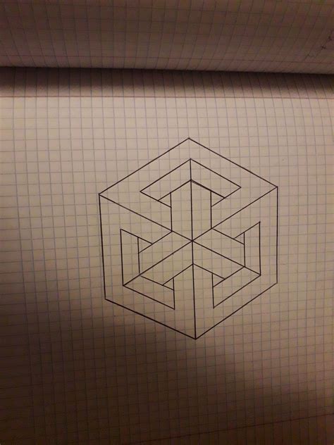 Geometric Cube Drawing On Graph Paper