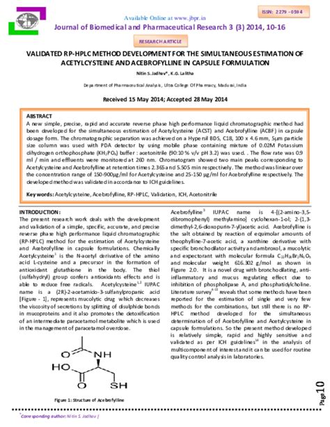 Pdf Validated Rp Hplc Method Development For The Simultaneous