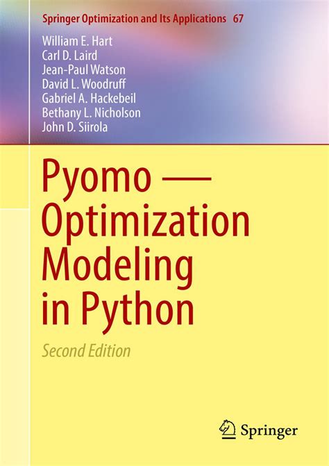 Ebook Download Pyomo — Optimization Modeling In Python Springer