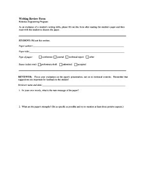 Fillable Online Wpi Writing Review Form Robotics Engineering Program Wpi Fax Email Print