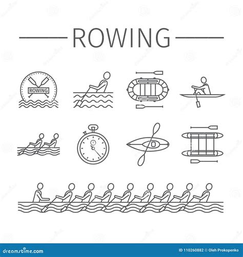 Rowing Team Logo Vector Emblem Of Rowing Crew With Paddles Rower