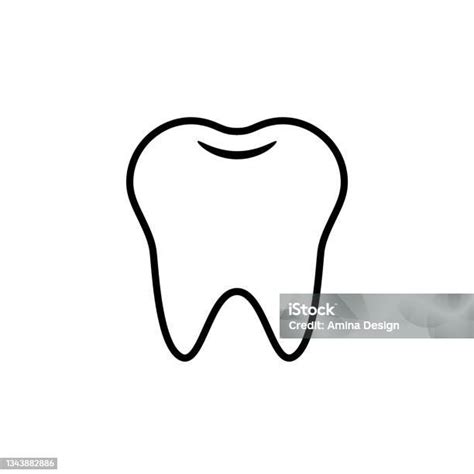 치과 의사 또는 치과 치료를위한 치아 로고 아이콘 치과 의사 의료 센터를위한 검은 윤곽선 치아 기호 개념에 대한 스톡 벡터 아트 및 기타 이미지 Istock