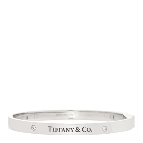 Tiffany 18k White Gold Diamond Hinged Bangle Bracelet 1080231