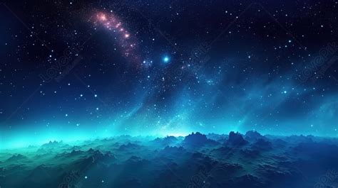 수평 배너에 담긴 은하수와 그 너머의 놀라운 3d 일러스트레이션 빛나는 밤하늘과 눈부신 푸른 은하 배경 추상 공간 배경 은하 배경 놀라 배경 이미지 Hd 추상 공간