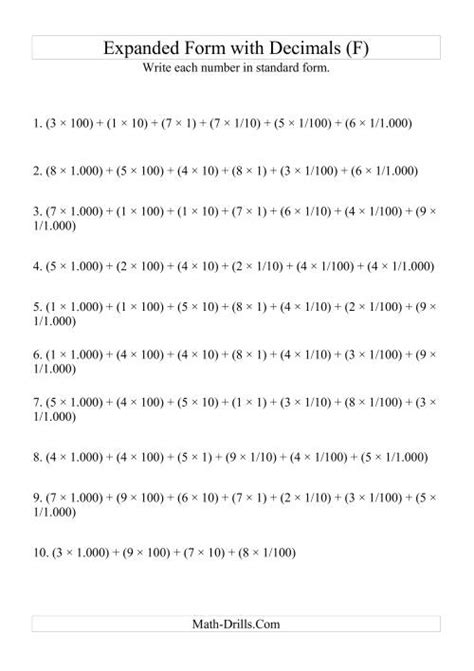 Writing Expanded Numbers In Standard Form 4 Digits Before Decimal 3 After F