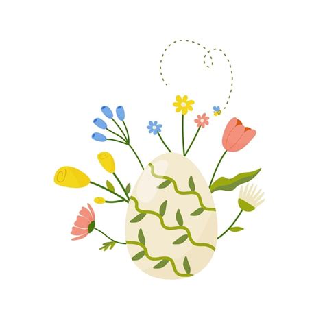 Premium Vector Easter Egg With Flowers Concept In Cartoon Style For