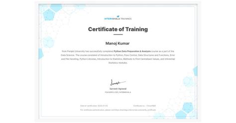 Successfully Completed The Python Data Preparation And Analysis Training