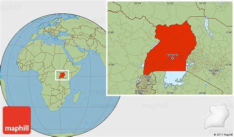 Savanna Style Location Map Of Uganda