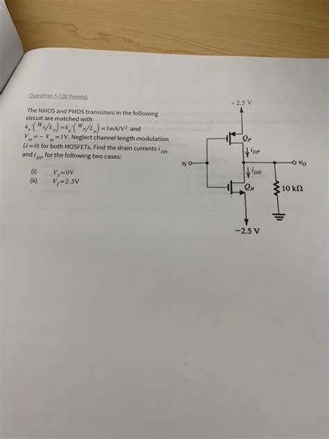Solved The NMOS And PMOS Transistors In The Following Chegg Com