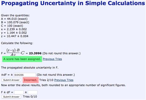 Solved Propagating Uncertainty In Simple Calculations Given Chegg