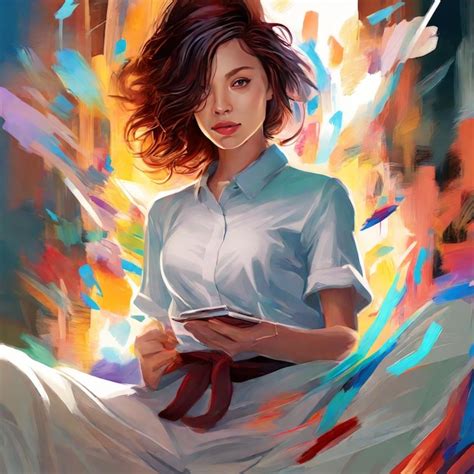 Premium Vector A Painting Of A Woman Reading A Book With A Bird On