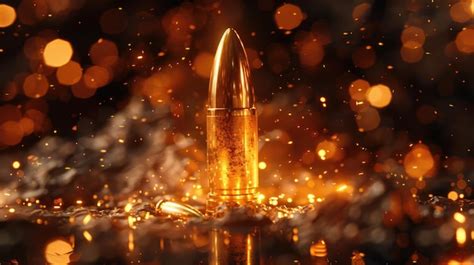 Premium Photo Copper And Gold Bullets With Glowing Effect