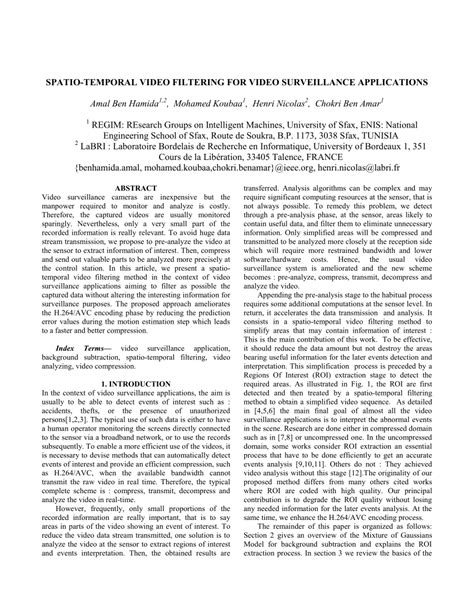 Pdf Spatio Temporal Video Filtering For Video Surveillance Applications