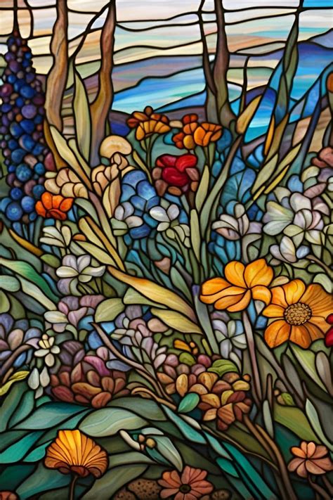 Colorful Wildflowers Stained Glass Art
