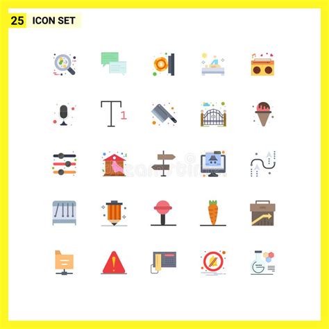 Flat Color Pack Of 25 Universal Symbols Of Radio Table Education Spa