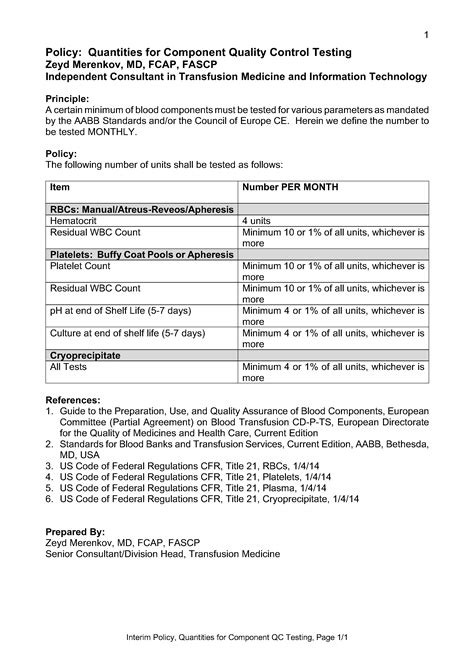 Policy Quantities For Component Qc Testing Dr Zeyd Merenkov