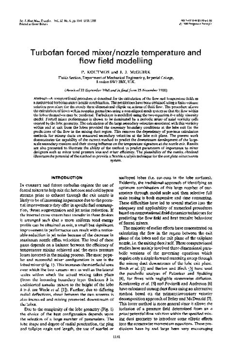 Pdf Turbofan Forced Mixernozzle Temperature And Flow Field Modelling
