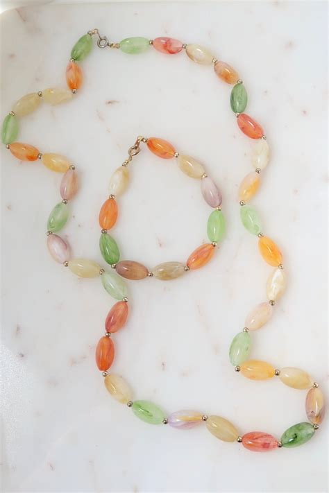 Vintage Multi Colored Beaded Necklace Etsy