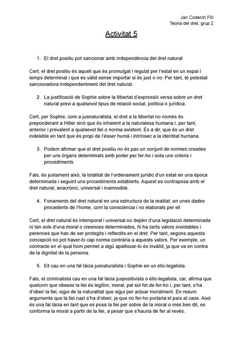 Activitat 5 Teoria Del Dret Teoria Del Dret Uab Studocu