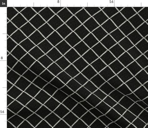 Couched Diagonal Grid Small Black Fabric Spoonflower