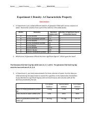 Understanding Density Data Analysis From Lab Experiments Course Hero
