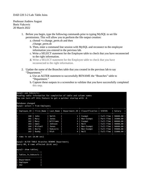 SOLUTION Dad Lab Table Joins Studypool