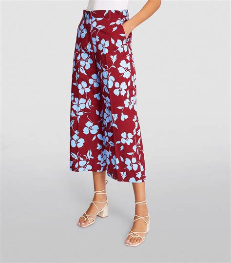 Womens Weekend Max Mara Red Cropped Floral Straight Trousers Harrods UK