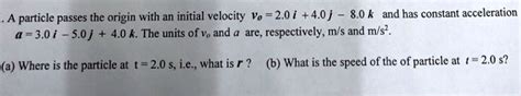 SOLVED Particle Passes The Origin With An Initial Velocity Vo I J K And Has