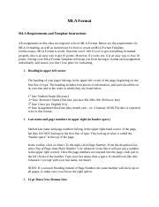 Mla Format Template Instructions Docx Mla Format Mla Requirements And Template Instructions