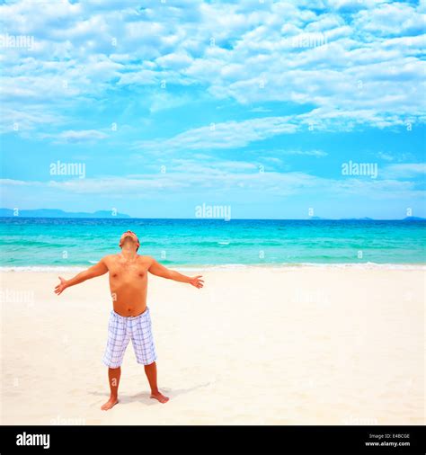 Man Enjoy Sun Stock Photo Alamy