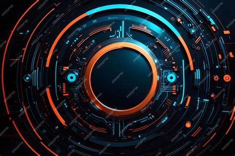 Premium Vector Digital Circles With Blue Glowing Dots And Scifi Hud Circle Big Data