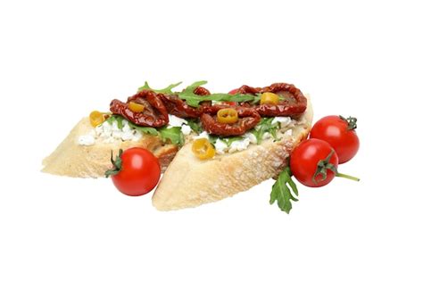 Tostadas Png Con Tomates Secos Aislados Sobre Fondo Blanco Foto Premium
