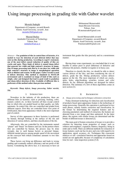 Pdf Using Image Processing In Grading Tile With Gabor Wavelet