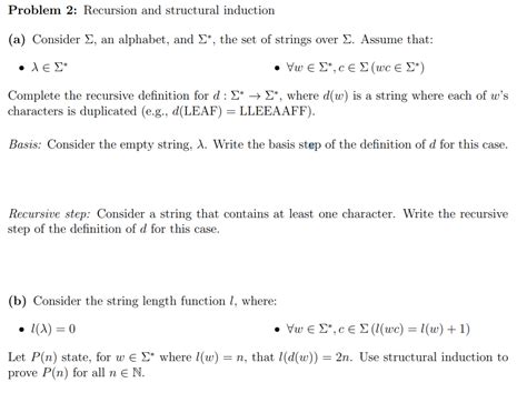 Problem 2 Recursion And Structural Induction A