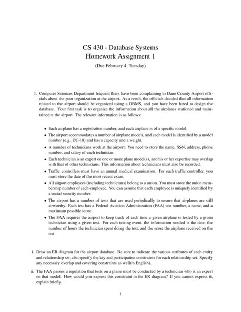 Database Systems Homework Airport Er Diagram Design