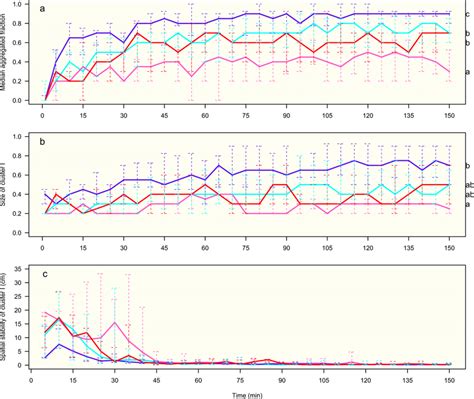 dynamics of aggregation for the four groups potentially weakly