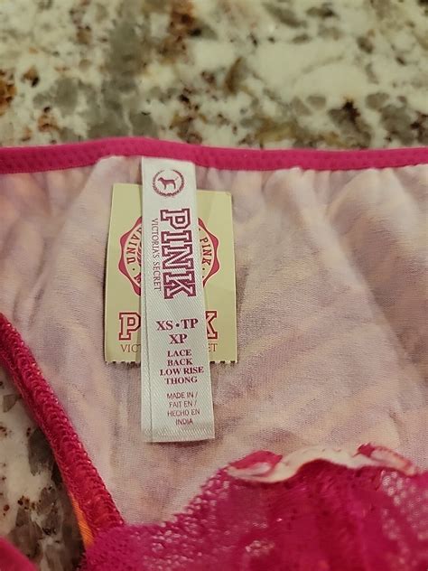 True Vintage Victoria Secret Pink Lace Back Low Rise Thong Size Xs Ebay