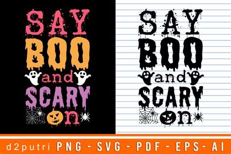 Funny Halloween Kid T Shirt Design Graphic Vector Say Boo And Scary On Buytshirtdesigns Net