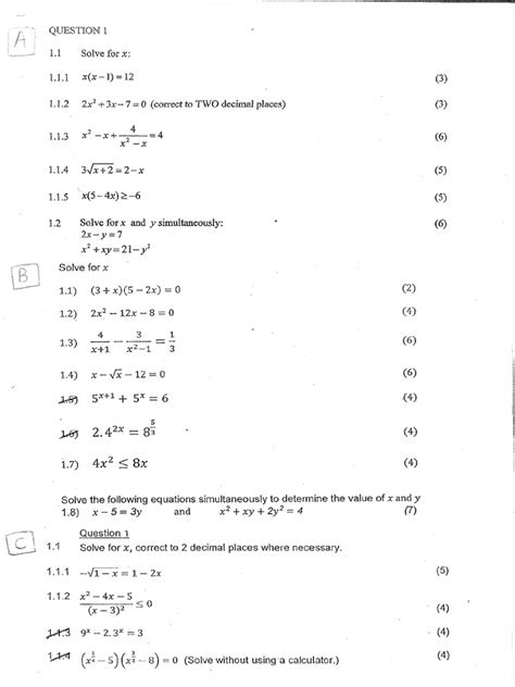 Equations Questions A To I Pdf