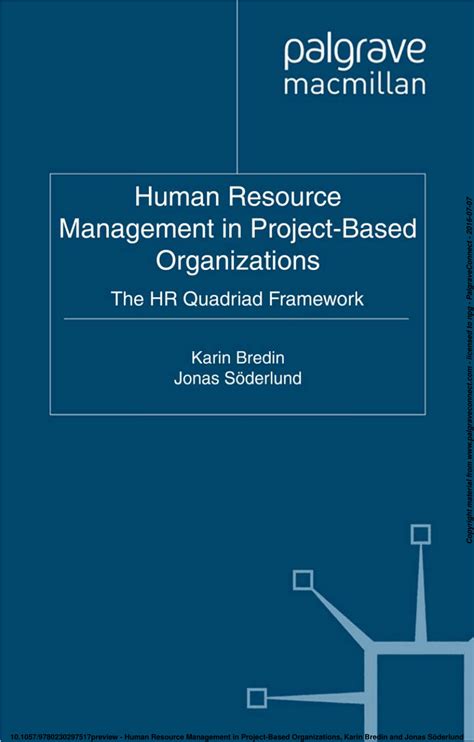 Pdf Human Resource Management In Project Based Organizations The Hr Quadriad Framework
