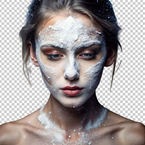 Woman Covered Her Face White Powder Premium Ai Generated Psd