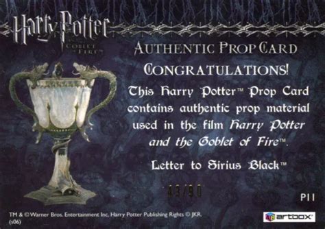 HARRY POTTER GOBLET Fire Update Letter To Sirius Black Prop Card HP P11